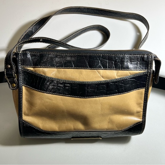 Brahmin | Bags | Vintage Brahmin Crossbody Tan Brown Croc Leather Purse ...